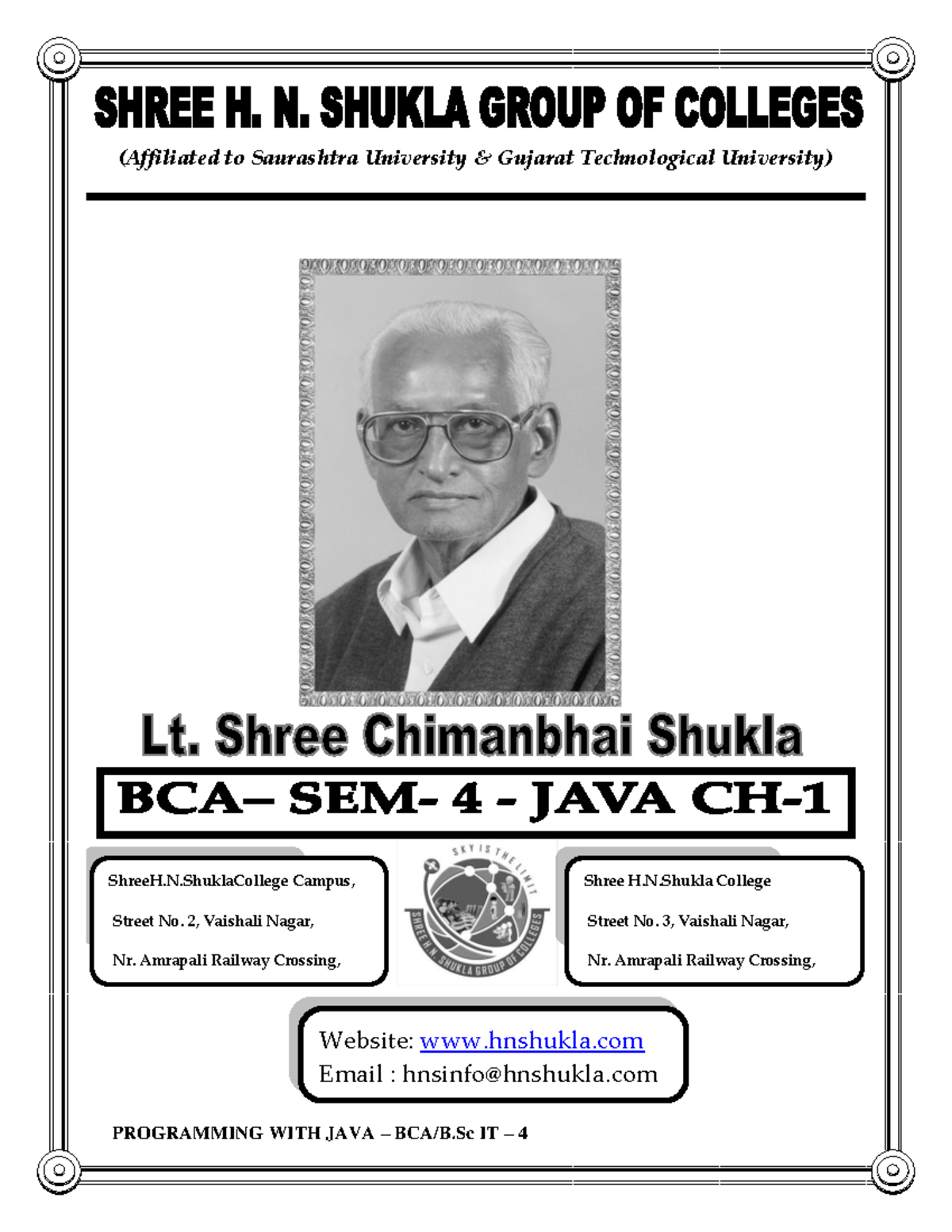 86268 material java unit 1 - Website: hnshukla Email : hnsinfo@hnshukla ...