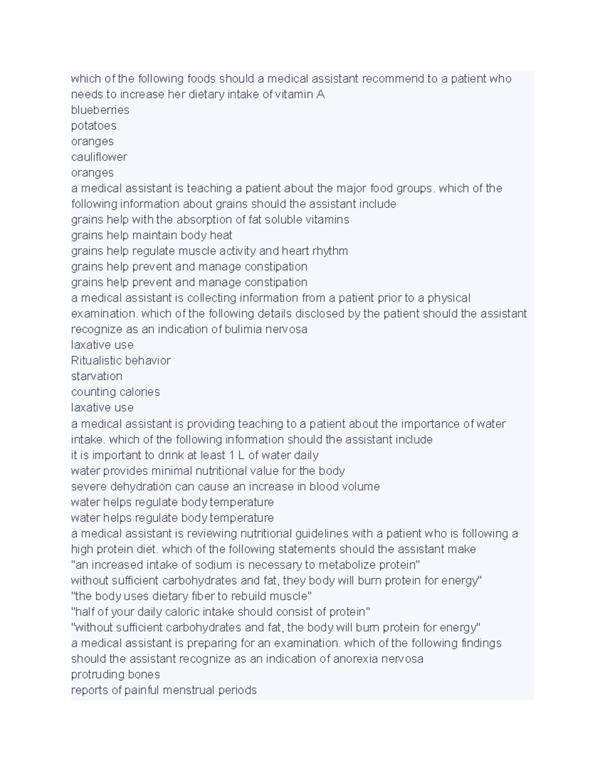 NHA Module 4 nutrition - which of the following foods should a medical ...