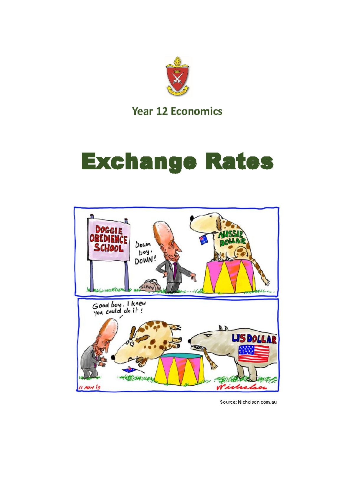 4. Exchange rate booklet - Year 12 Economics Source: Nicholson.com ...