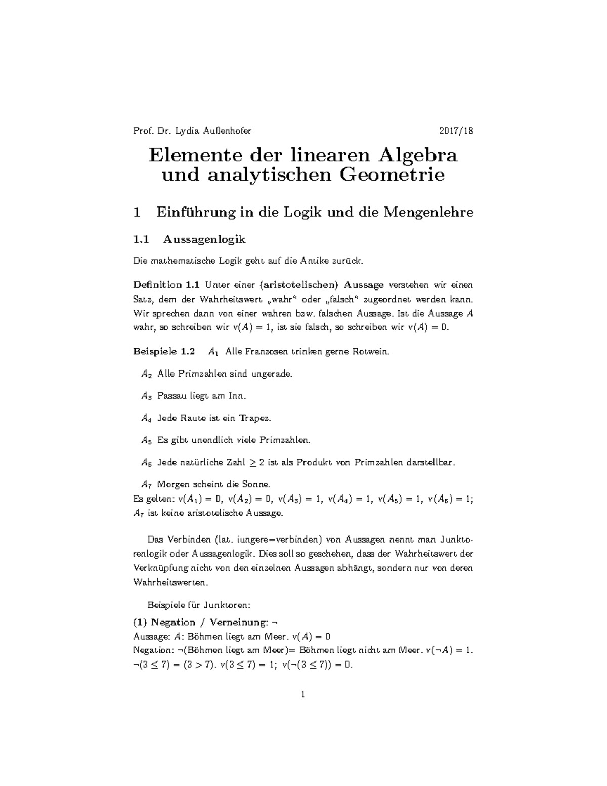 Skript - uni - Prof. Dr. Lydia Außenhofer 2017/ Elemente der linearen ...