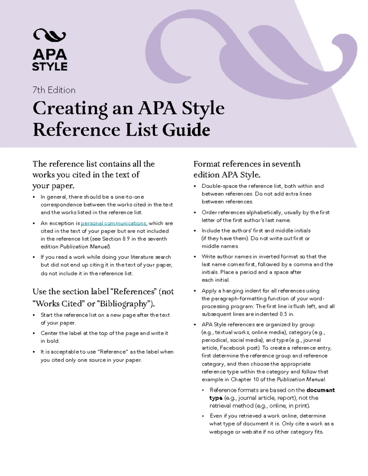 APA2 creating-reference-list - 7th Edition Creating an APA Style ...