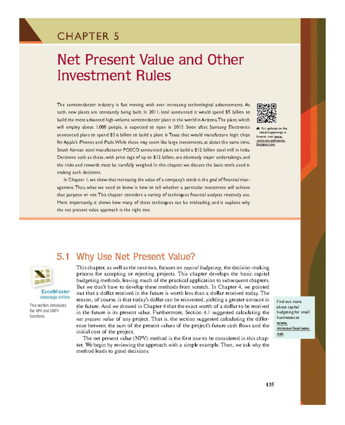 Chapter 5 Net Present Value And Other Investment Rules 135 Net Present Value And Other