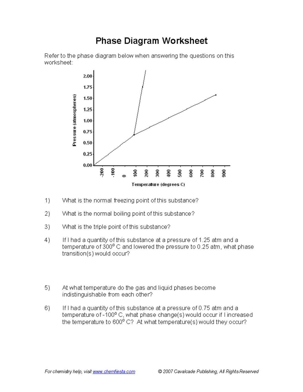 Phasediagramwksht - worksheet - Phase Diagram Worksheet Refer to the ...