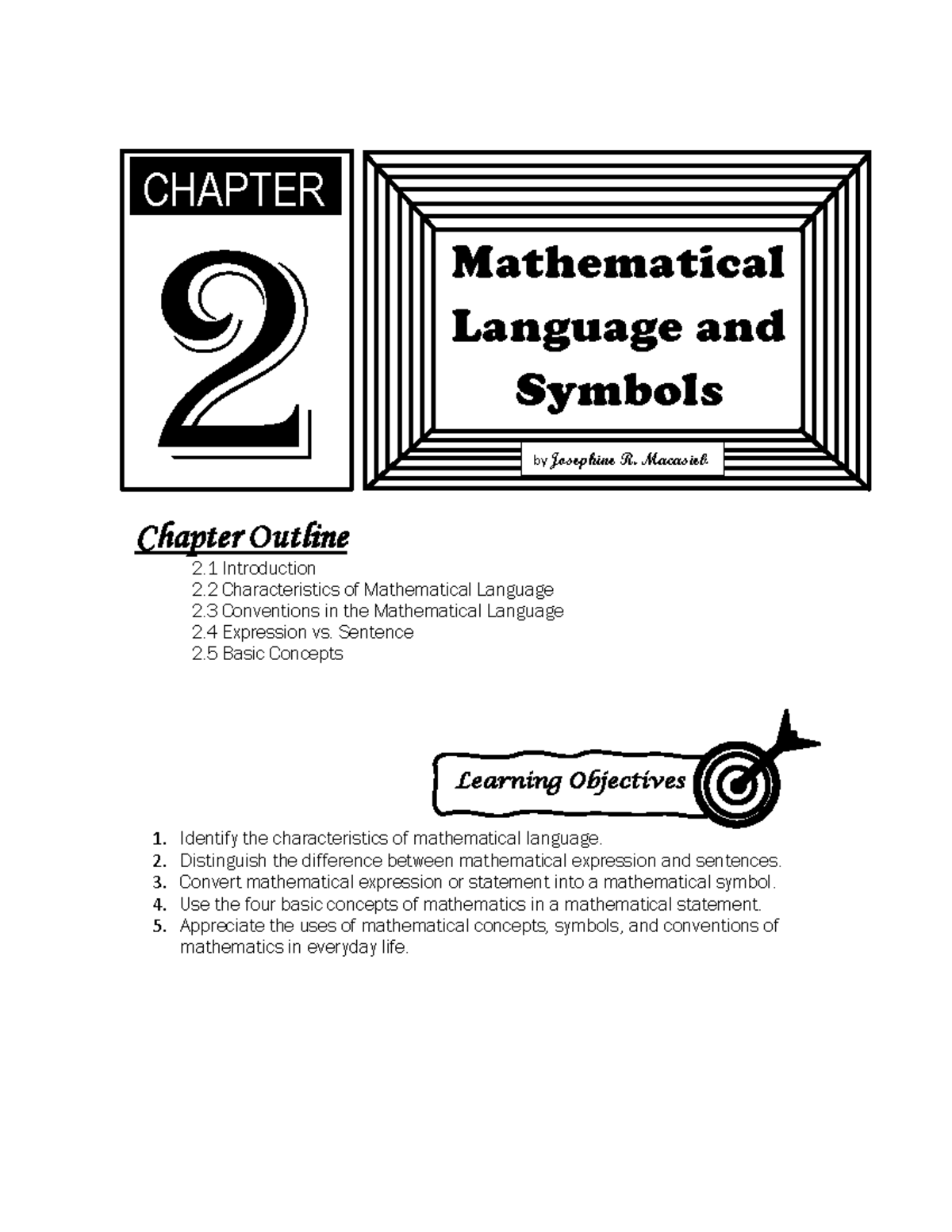 Chapter 2 Mathematical Language and Symbols for students - CHAPTER 2 ...