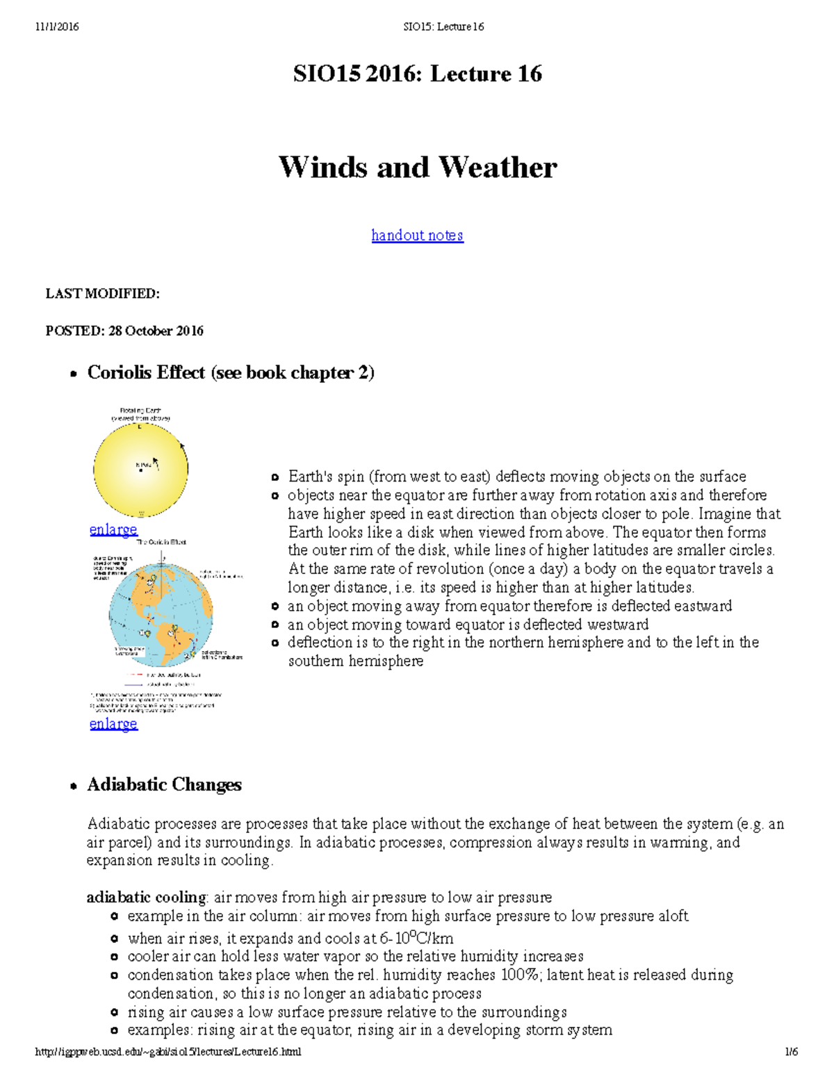 SIO15 Lecture 16 - SIO15 2016: Lecture 16 Winds and Weather handout ...