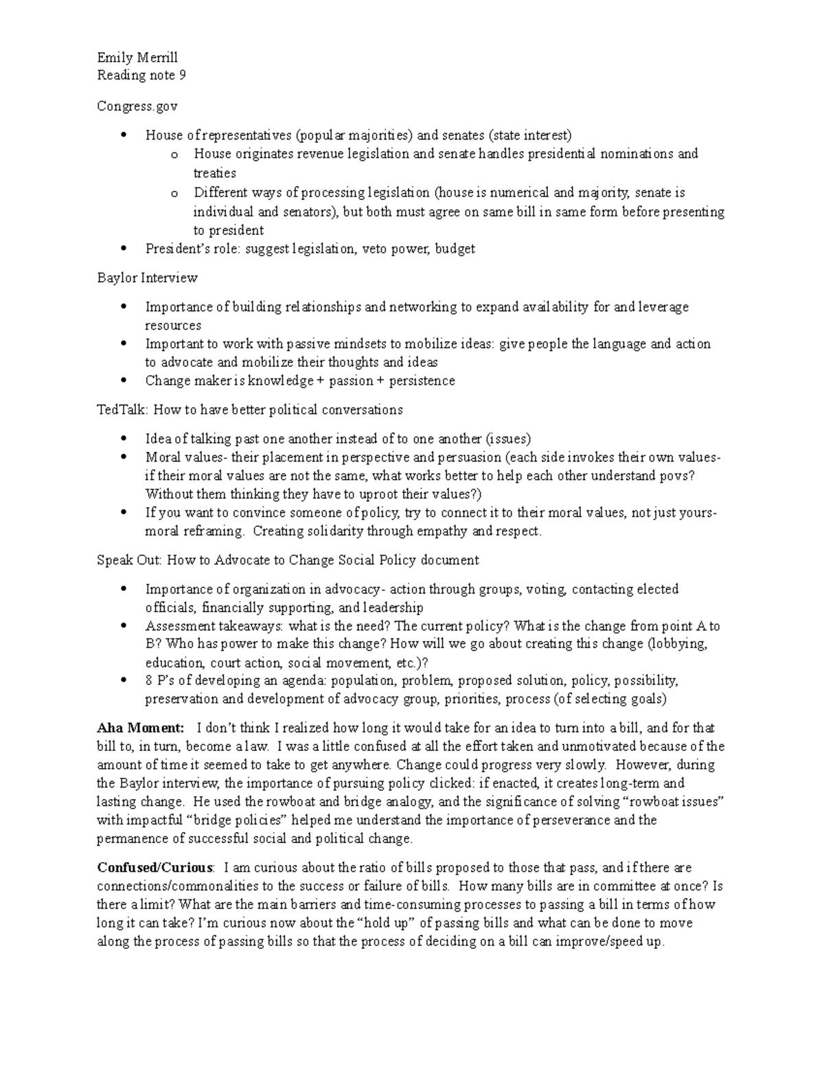 Reading note 9 gen three - Emily Merrill Reading note 9 Congress House ...