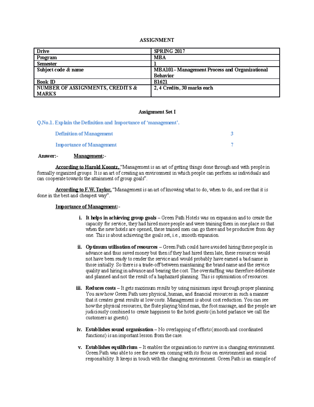 Assignment MBA-01 Completed - ASSIGNMENT Drive Program Semester Subject ...