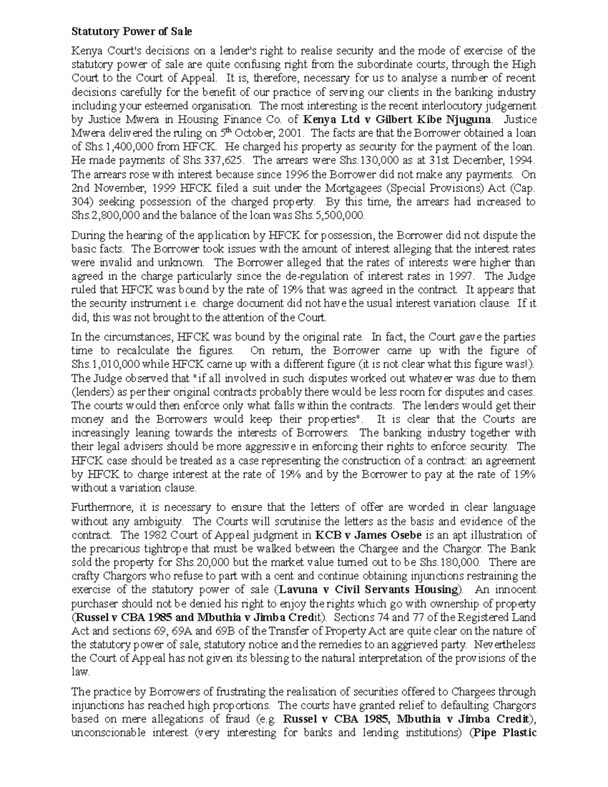 Statutory Power of Sale - commercial law - Studocu