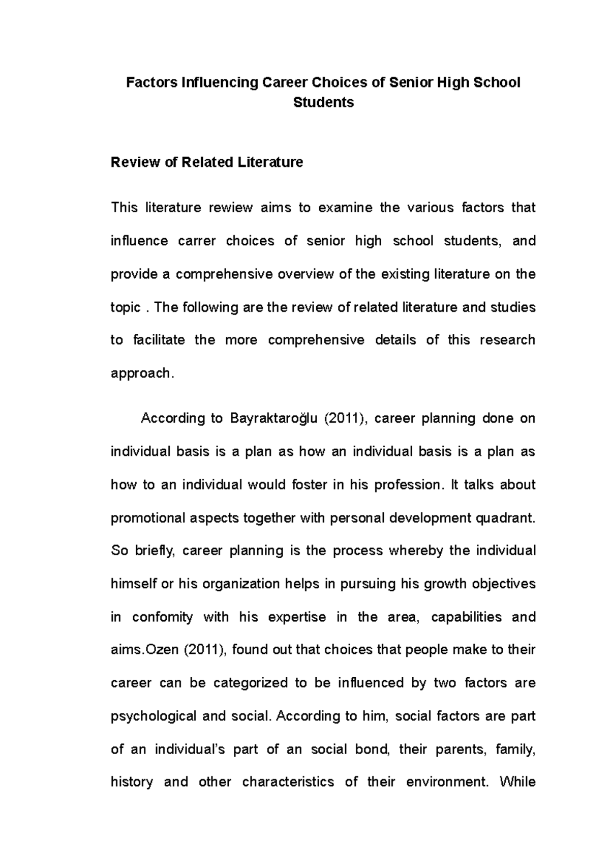 Factors Influencing Career Choices of Senior High School Students - The ...