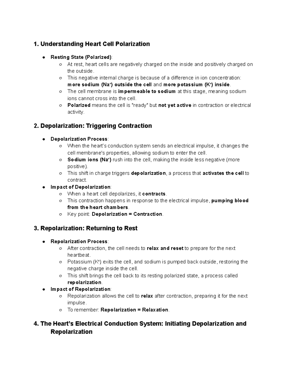 Medsurg - PQRST - 1. Understanding Heart Cell Polarization Resting ...