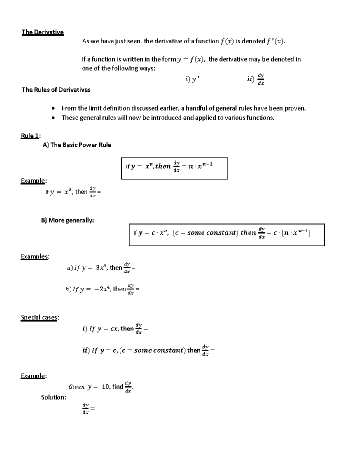 Unit 4 (Part 2 Derivatives) - Warning: TT: undefined function: 32 The ...