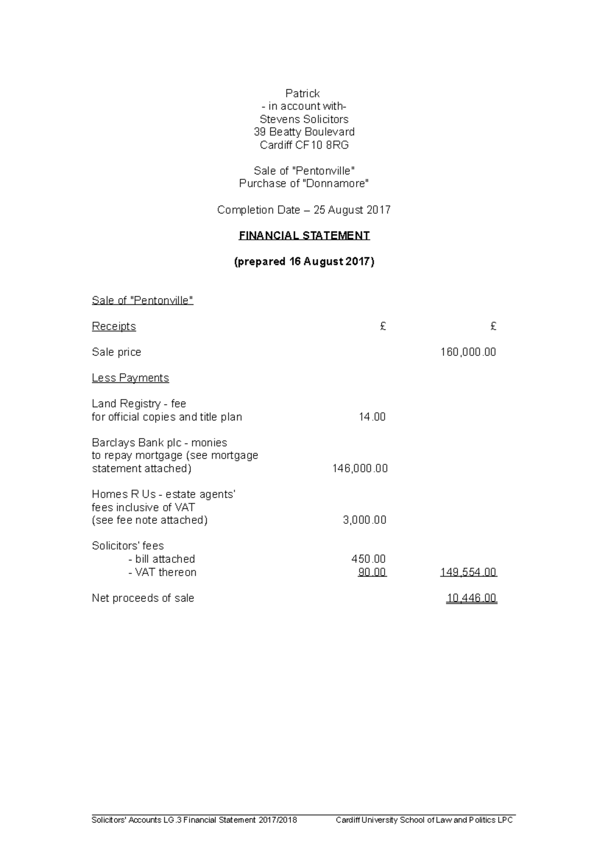 SAR LG3 financial statement - Patrick - in account withStevens ...