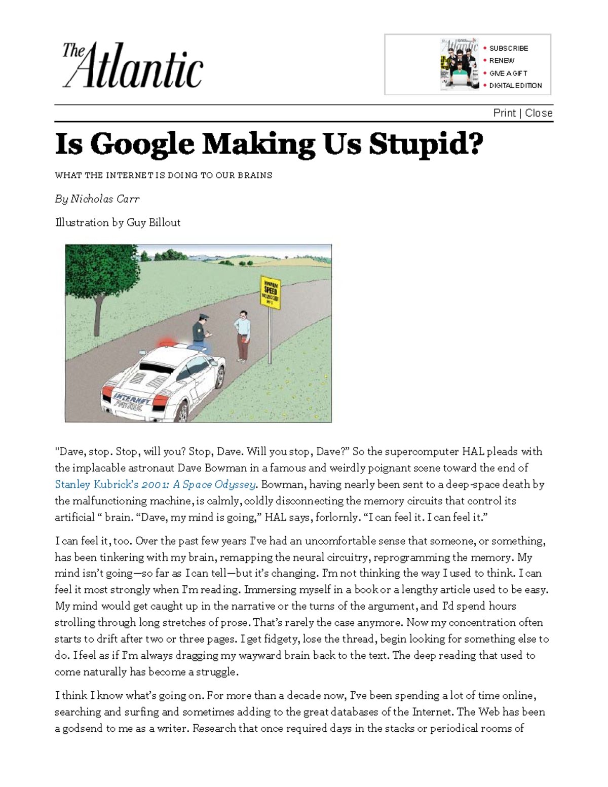 Carr-Is Google Making Us Stupid - • • • • W H A T T H E I N T E R N E T ...