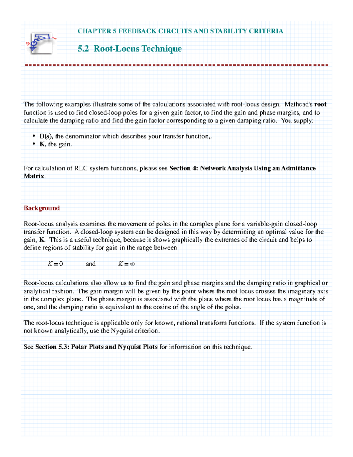root locus technique - CHAPTER 5 FEEDBACK CIRCUITS AND STABILITY CRITERIA 5 Root-Locus Technique ...
