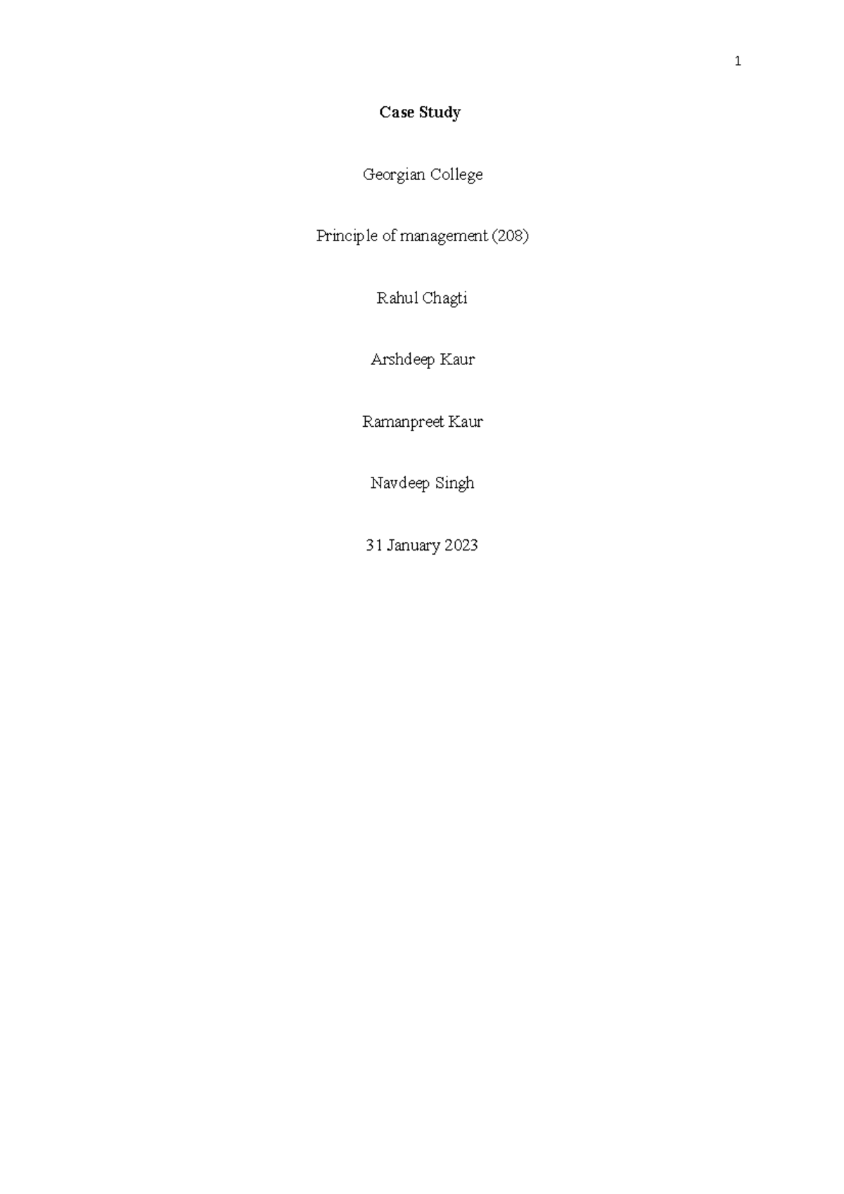 Case Study - assignment containing information on specific cases. - 1 ...