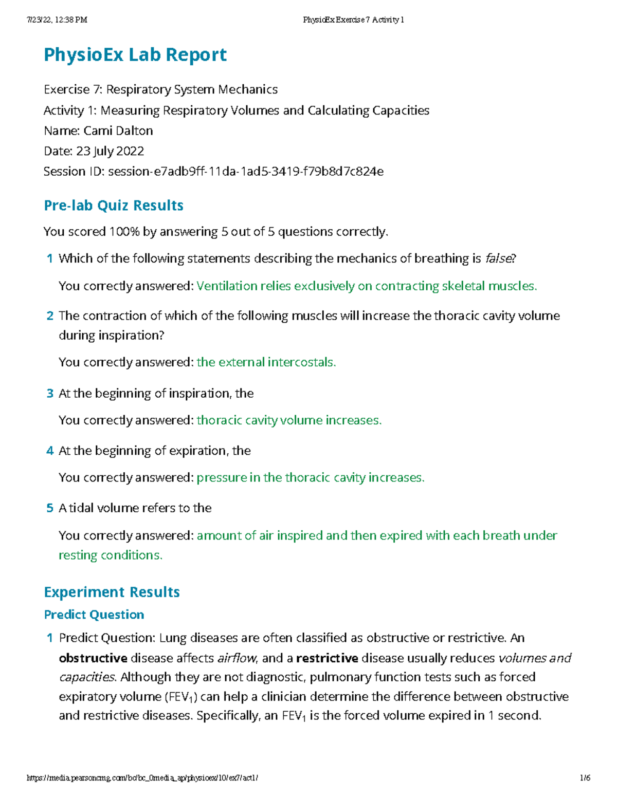 Physio Ex Exercise 7 Activity 1 - PhysioEx Lab Report Exercise 7 ...
