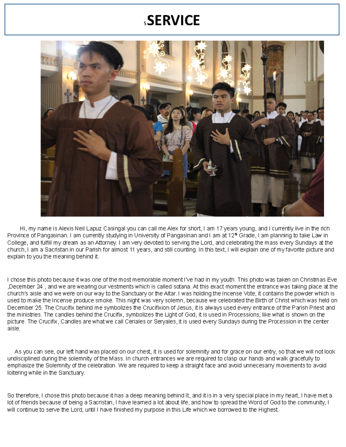 Creativewriting 1 Stachievement - Hi, my name is Alexis Neil Lapuz ...