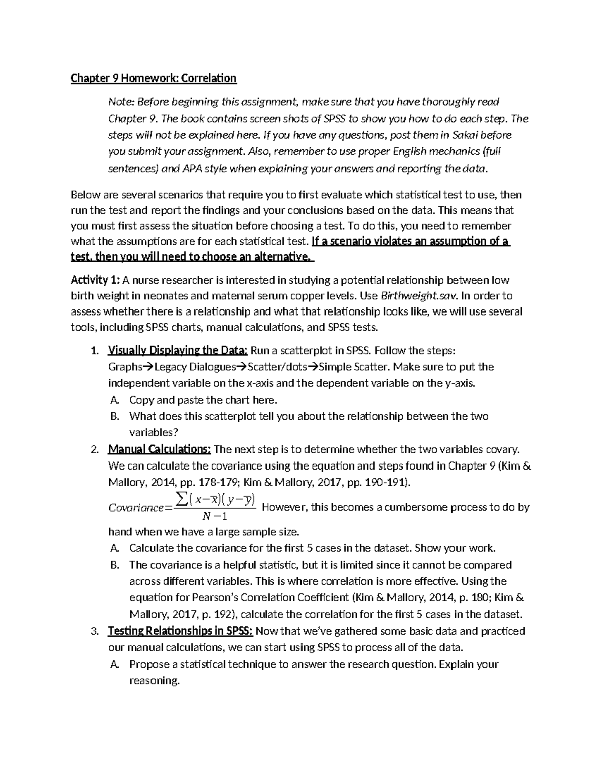 Ch. 9 Homework - Correlation - Chapter 9 Homework: Correlation Note ...