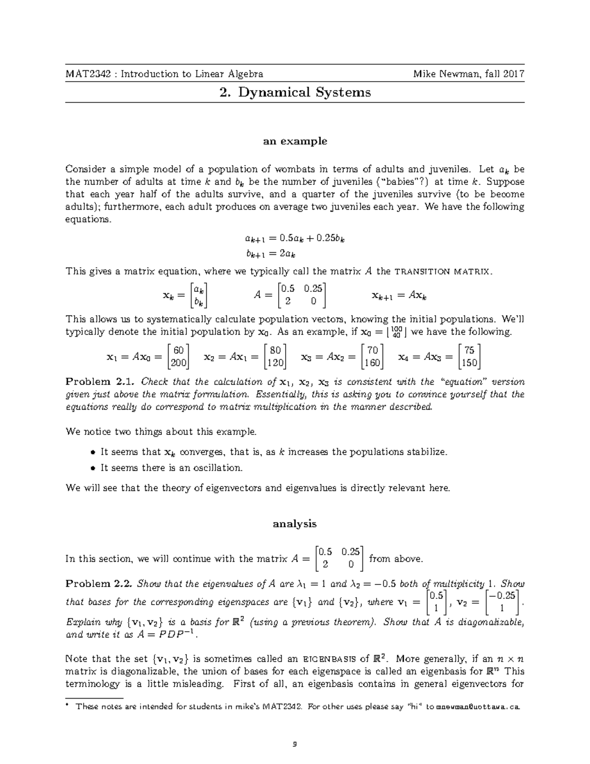 2342lect - lecture2 - MAT2342 : Introduction to Linear Algebra Mike ...