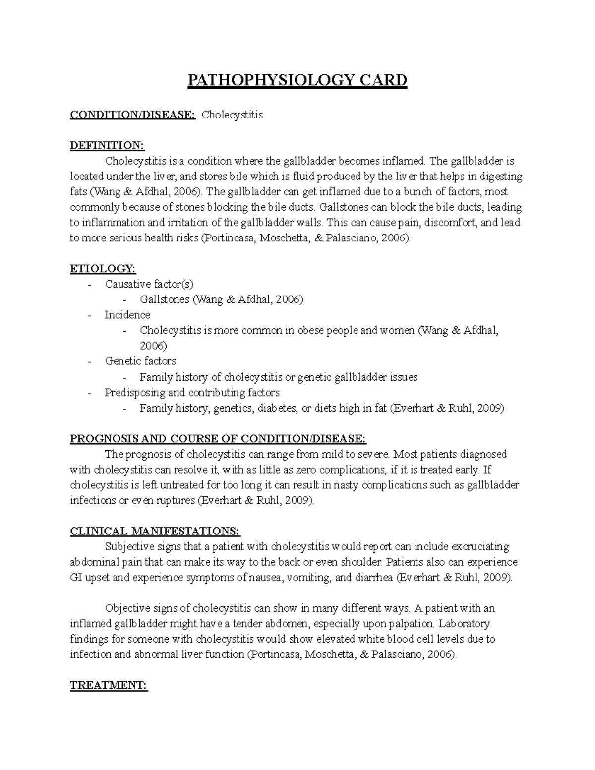 Patho card on cholecystitis - PATHOPHYSIOLOGY CARD CONDITION/DISEASE: Cholecystitis DEFINITION ...