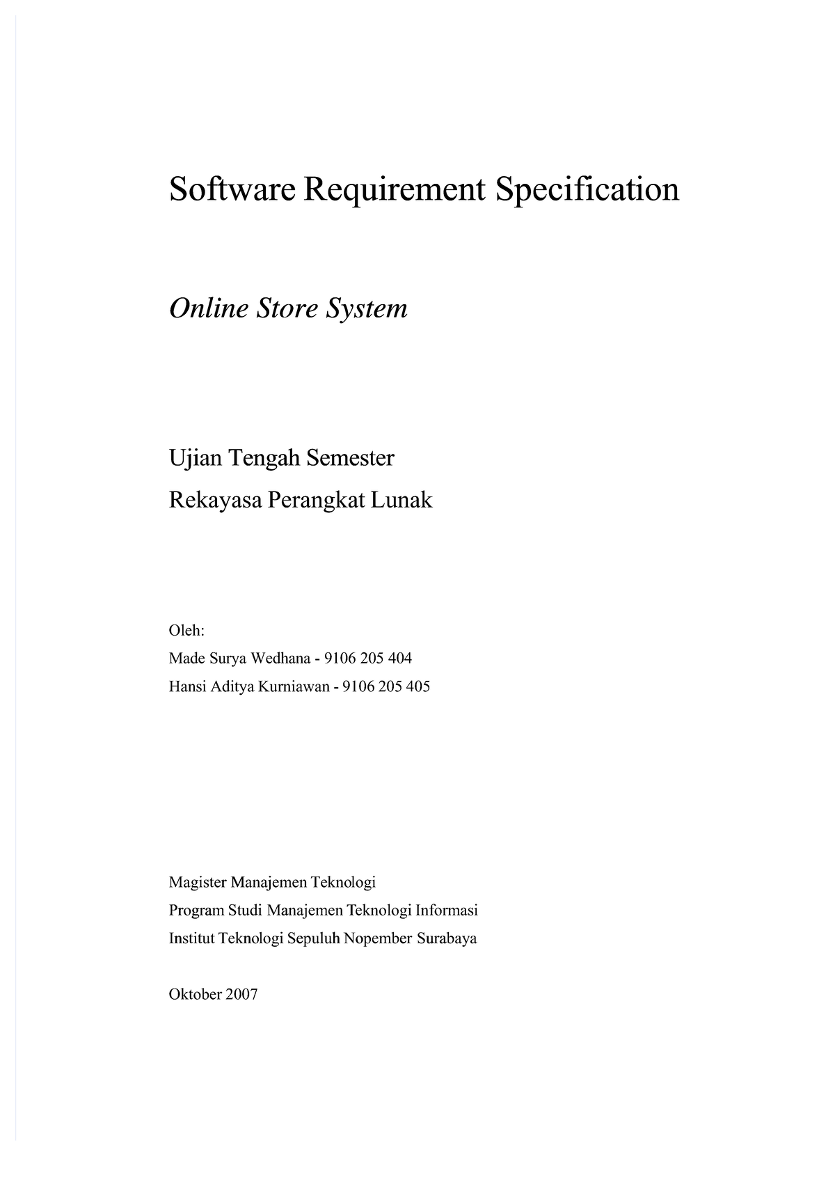 Contoh SRS Rekayasa Perangkat Lunak Objek - Software ...