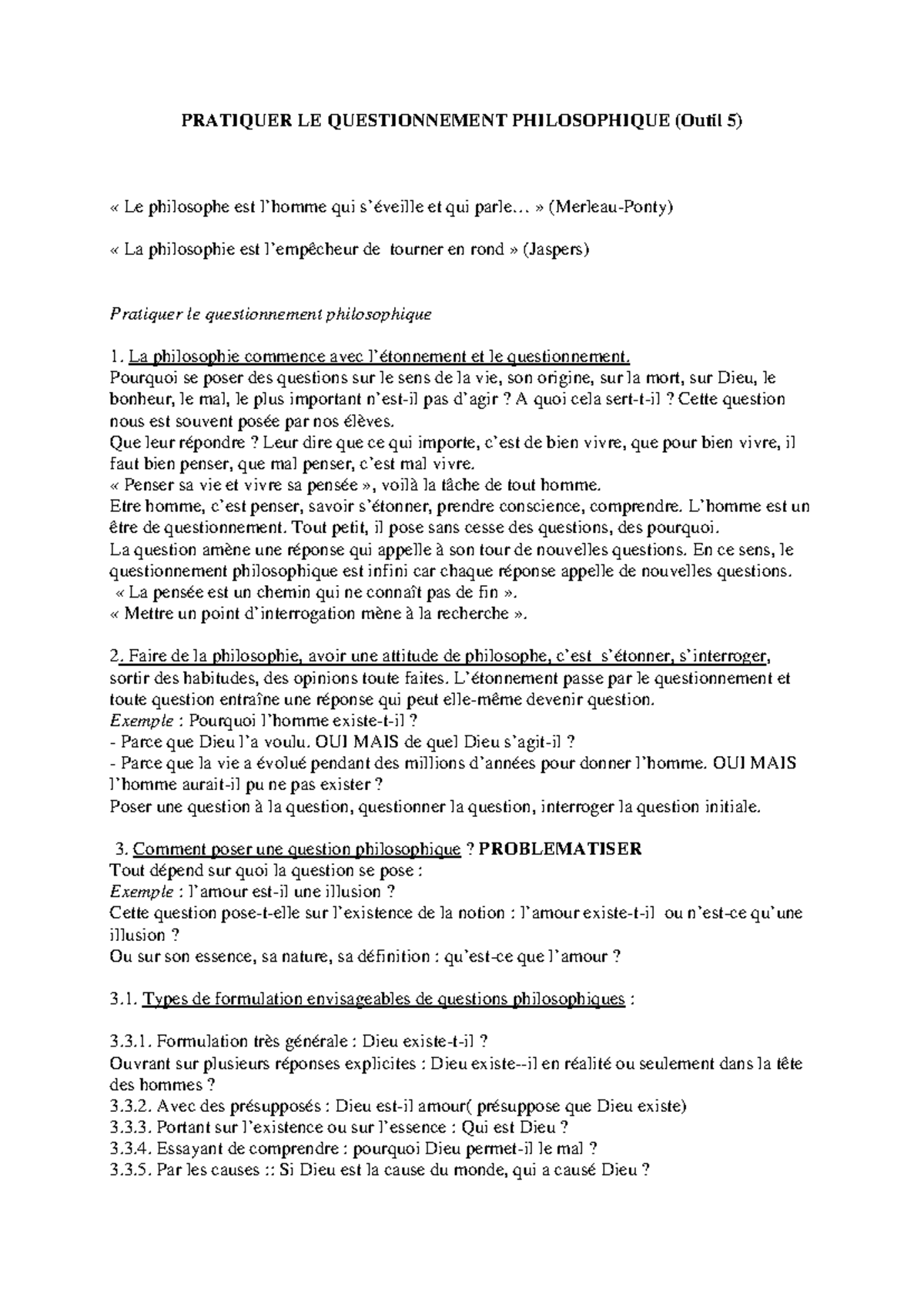 Le questionnement philosophique - PRATIQUER LE QUESTIONNEMENT ...