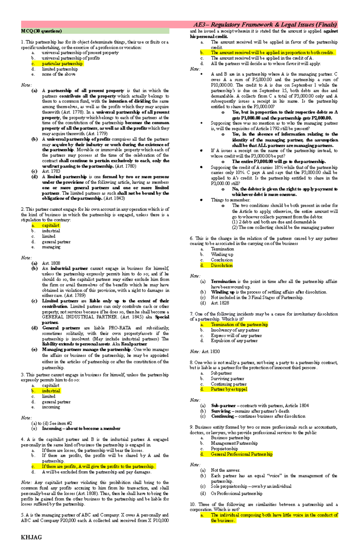 RFLI Reviewer - gggaag gy - AE3– Regulatory Framework & Legal Issues ...