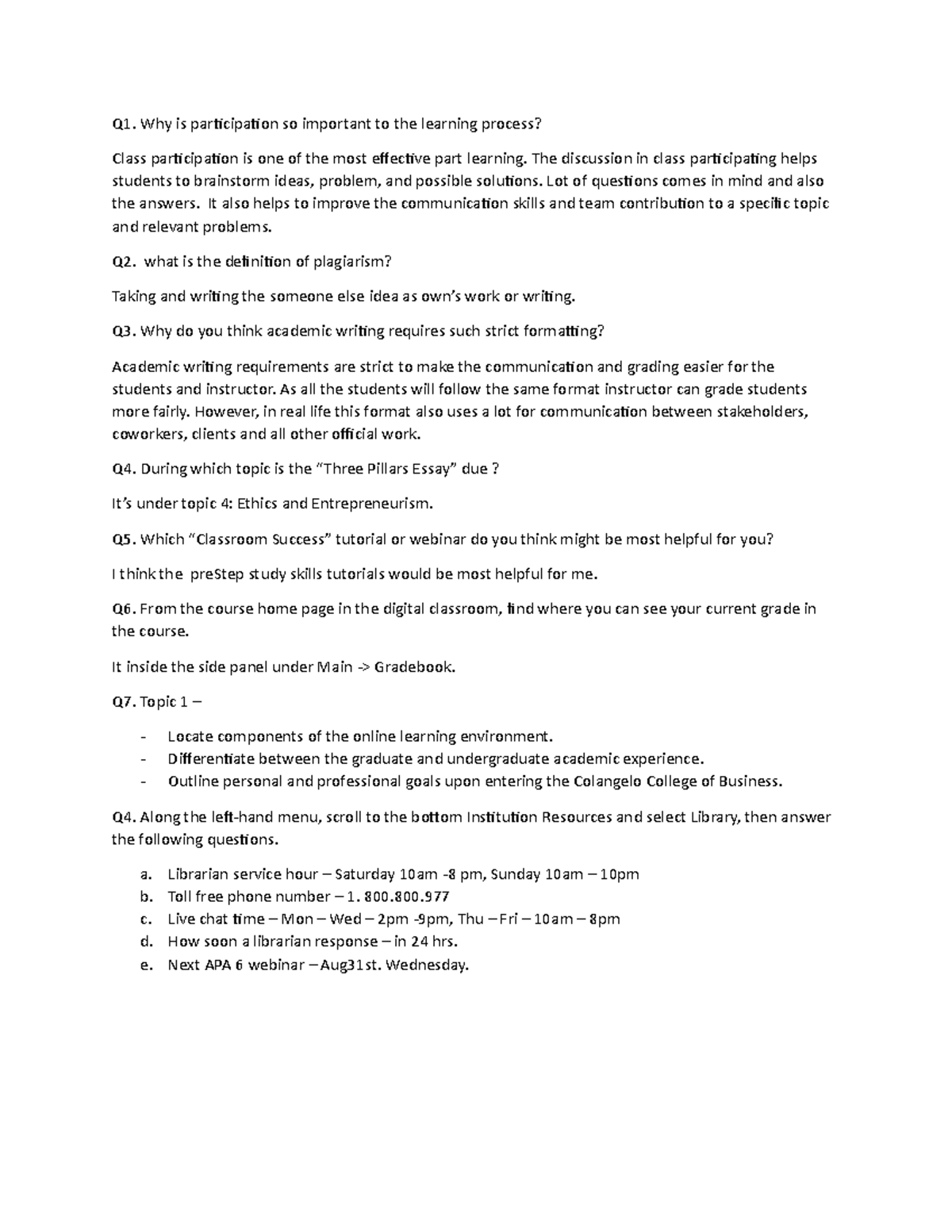 Online scavenger hunt - Q1. Why is participation so important to the ...