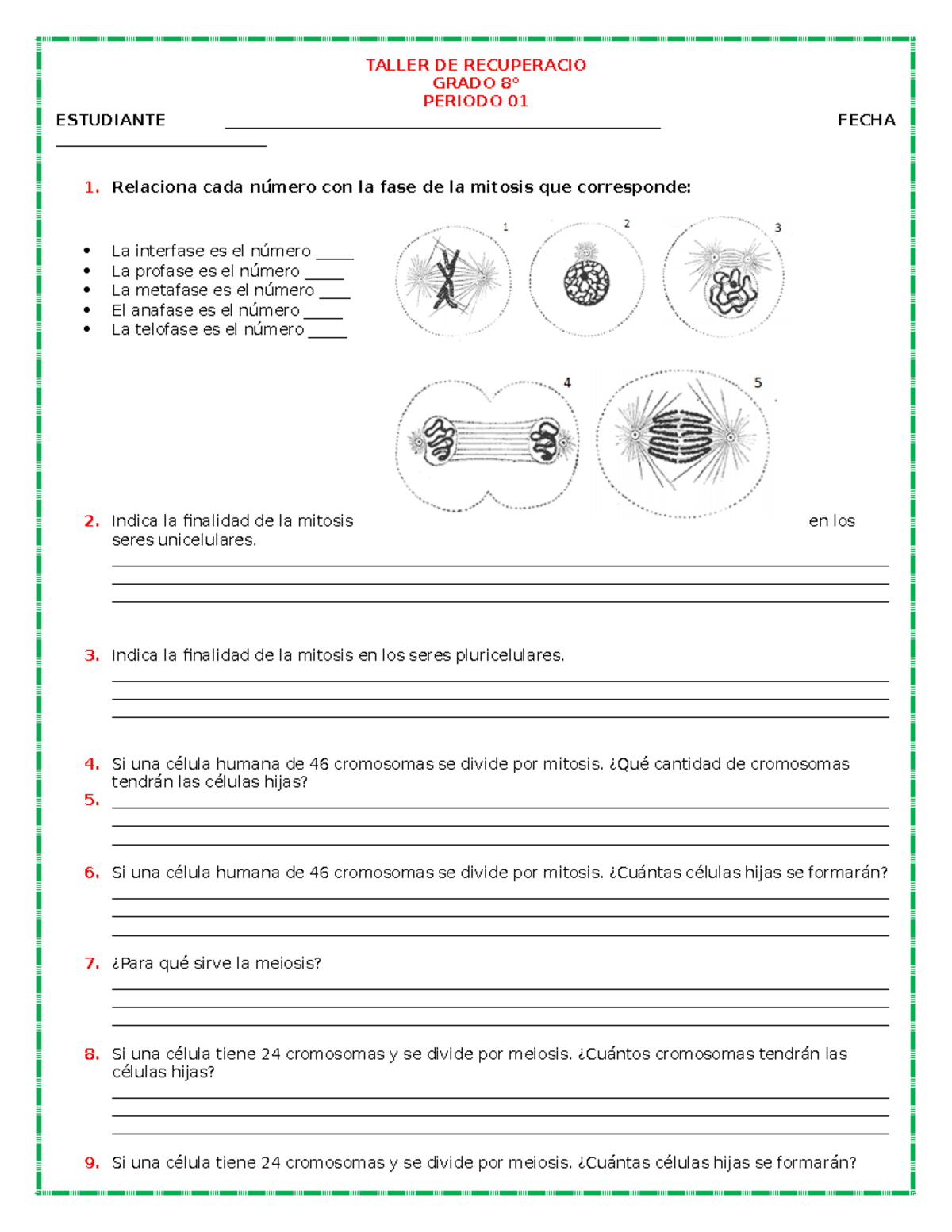Grado 8° ciencias naturales - TALLER DE RECUPERACIO GRADO 8° PERIODO 01 ...