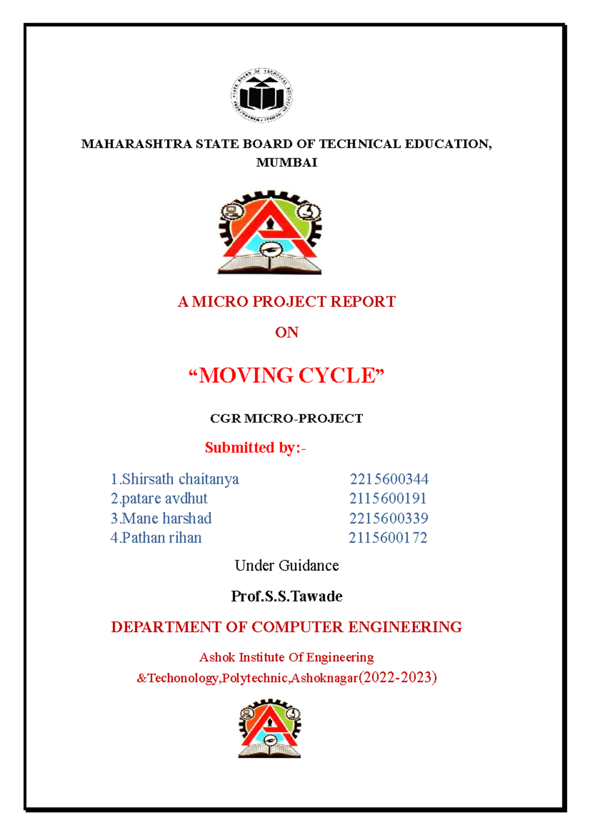 Chetanx CGR Final - project - MAHARASHTRA STATE BOARD OF TECHNICAL EDUCATION, MUMBAI A MICRO ...