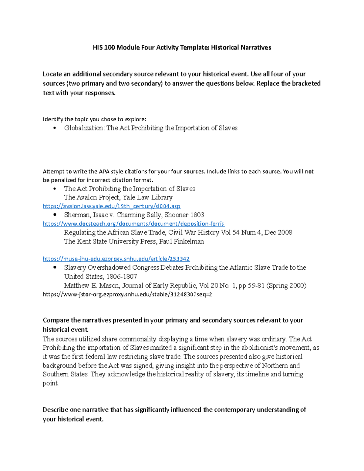 HIS 100 Module Four Historical Narratives - HIS 100 Module Four ...