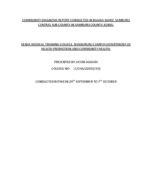 Joyce CASE Study 1 - ,,, - THE PRESBYTERIAN UNIVERSITY OF EAST AFRICA SCHOOL OF HEALTH SCIENCE ...