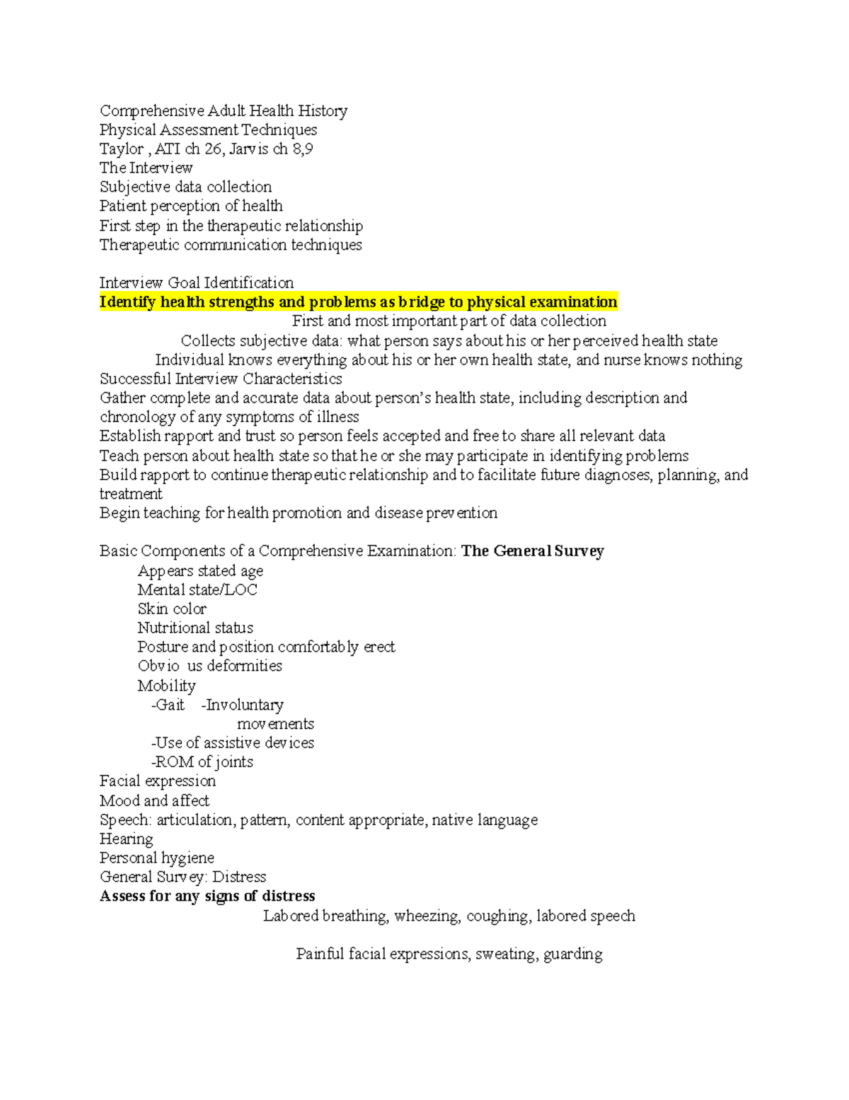 Comprehensive Adult Health History - Comprehensive Adult Health History ...