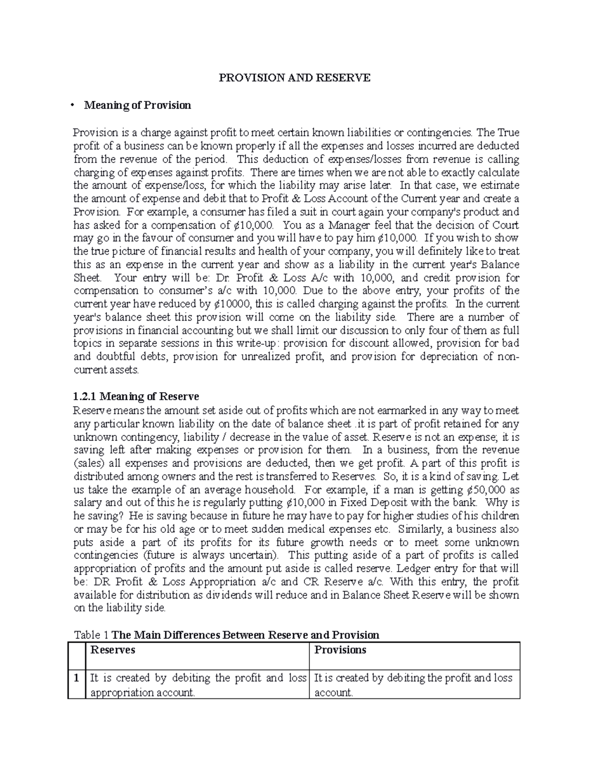 Provision AND Reserve - PROVISION AND RESERVE Meaning of Provision ...