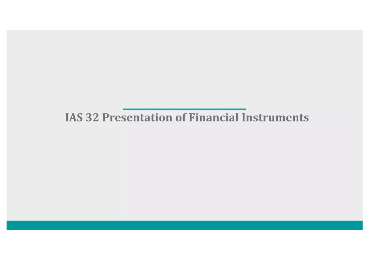 Financial Instruments Presentation - Financial Management - Studocu