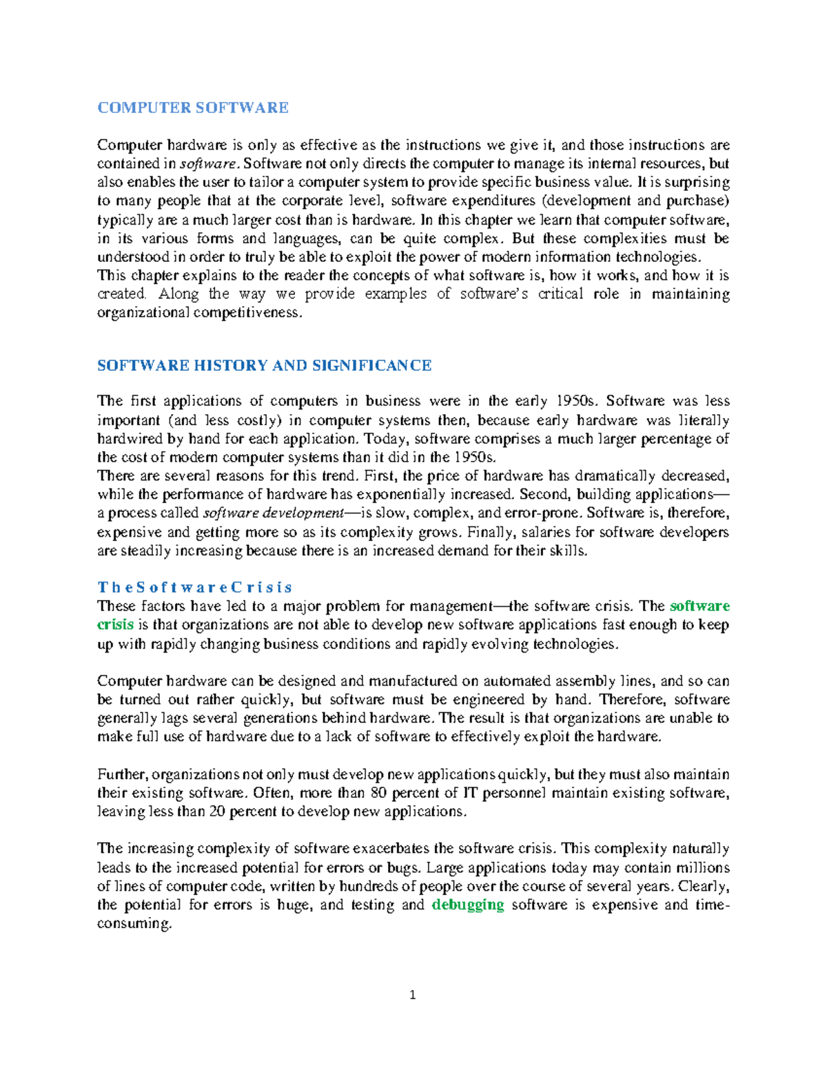 Computer software and computer networks notes - COMPUTER SOFTWARE ...