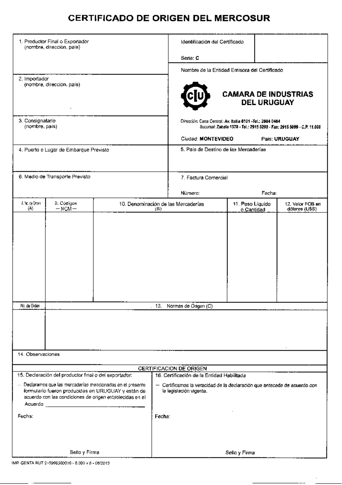 Prof. Contable - Certificado de Origen Mercosur - Profesión contable y sociedad - Studocu