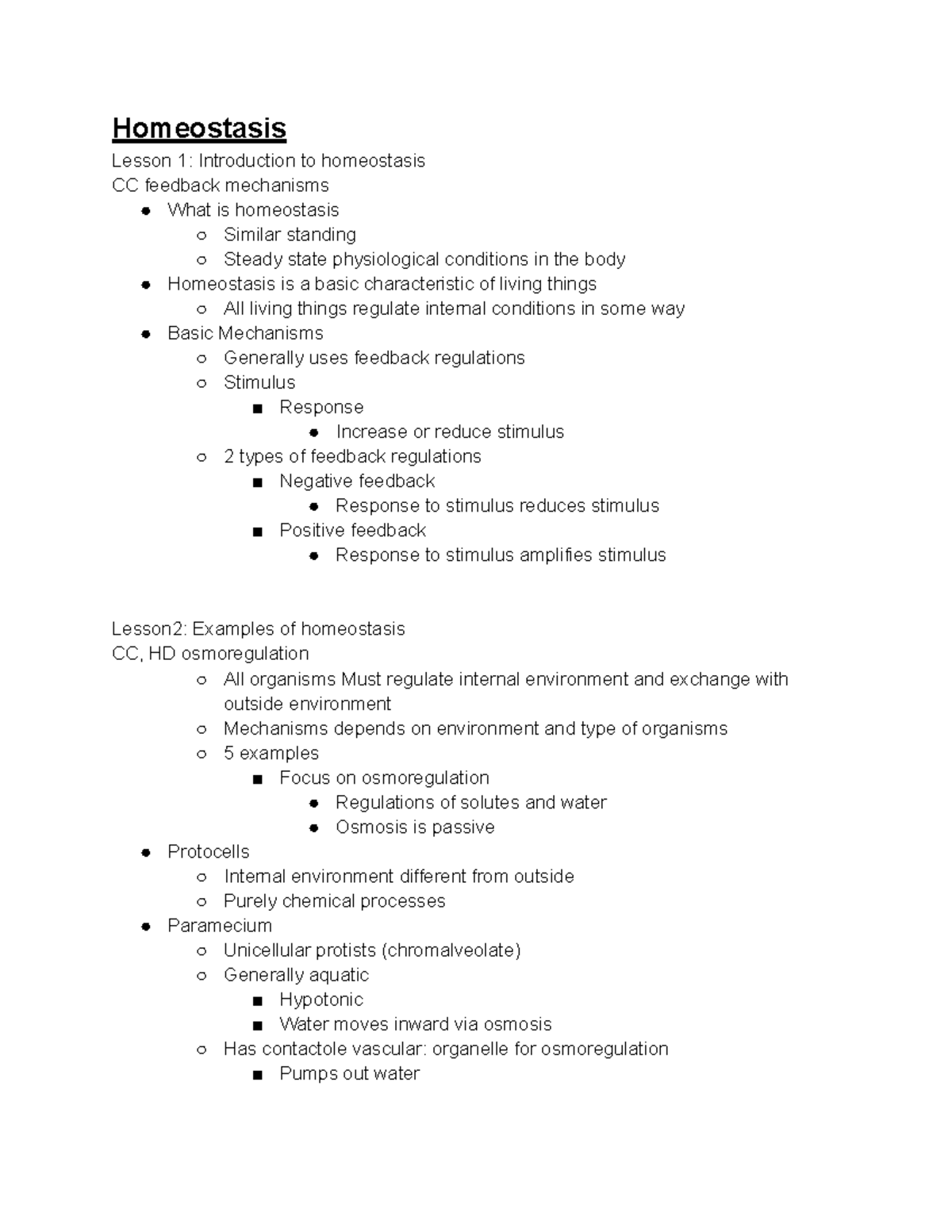 Chapter 11-Homeostasis RESEARCH NOTES - Homeostasis Lesson 1 ...