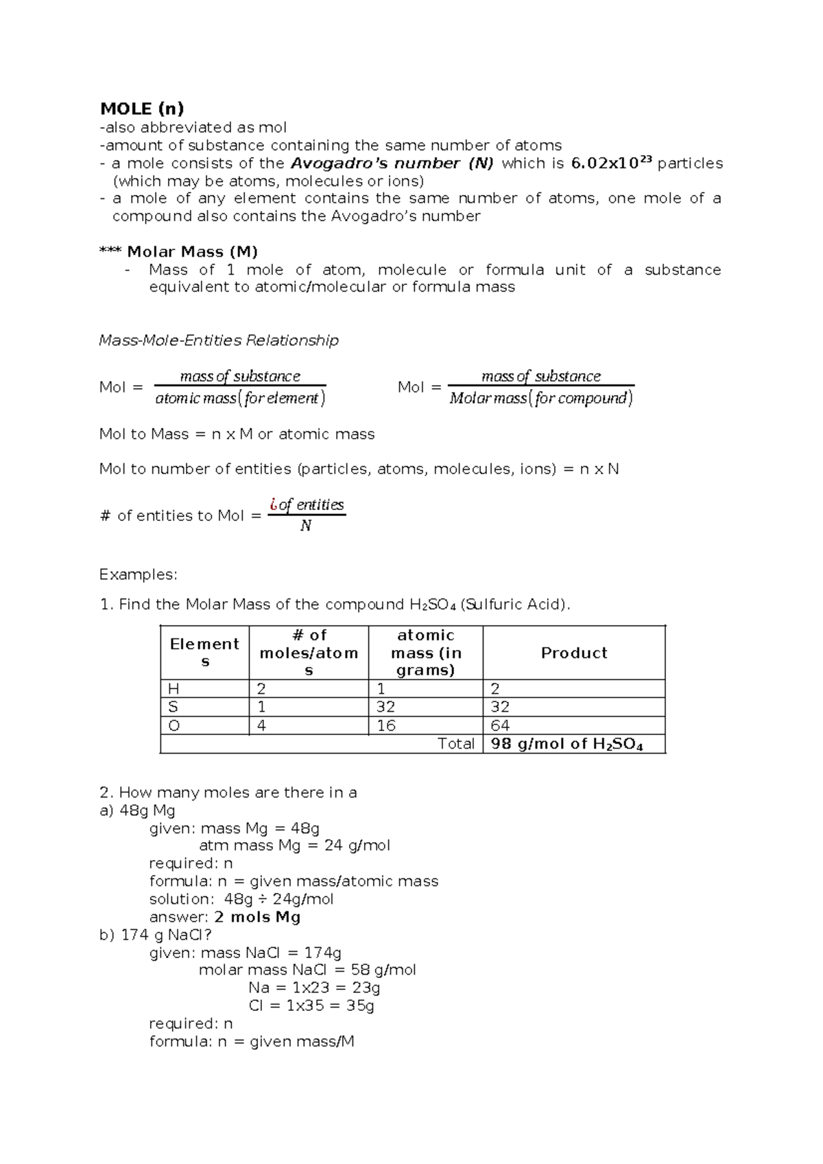 mole of particles - MOLE (n) -also abbreviated as mol -amount of ...