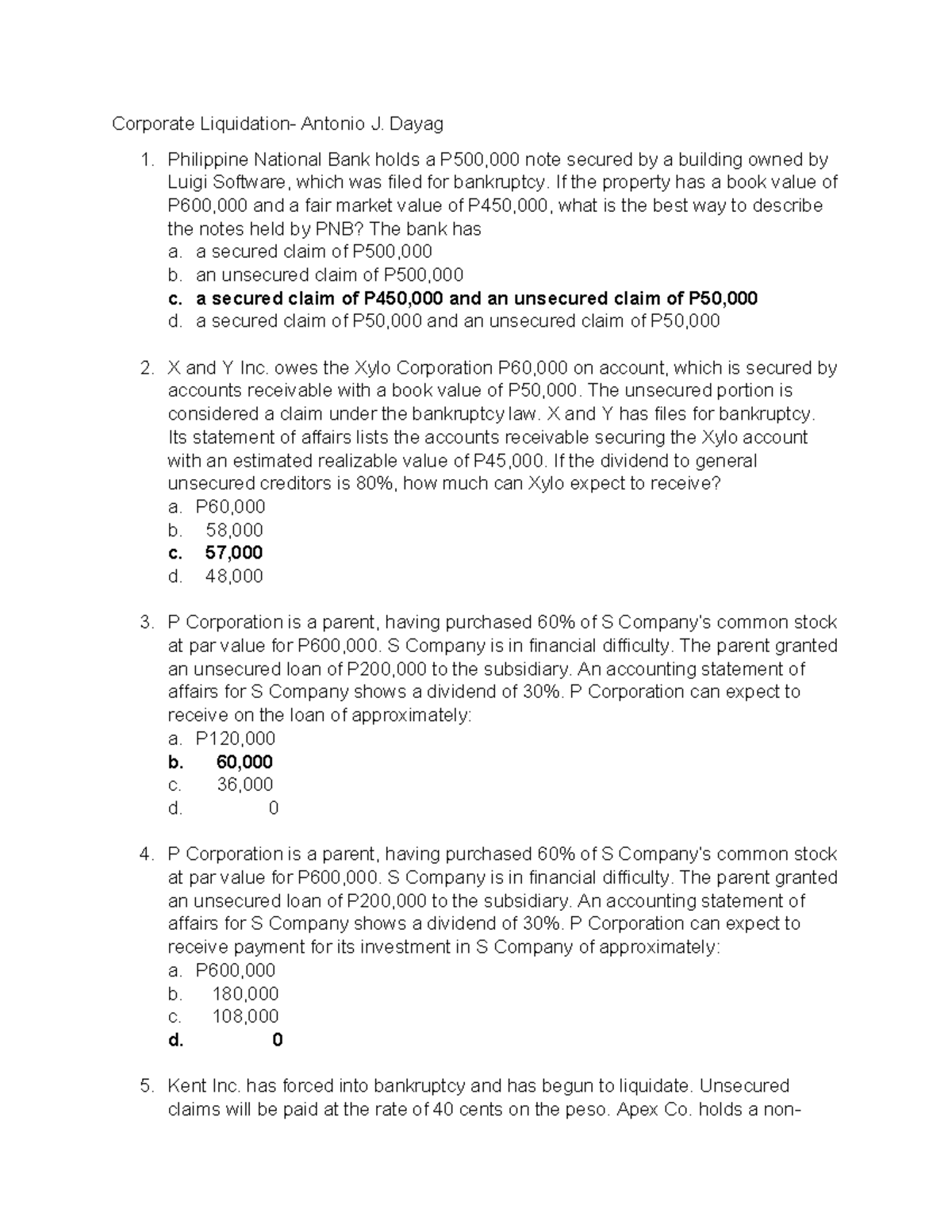 Pdfcoffee - qweqw - Corporate Liquidation- Antonio J. Dayag Philippine National Bank holds a ...
