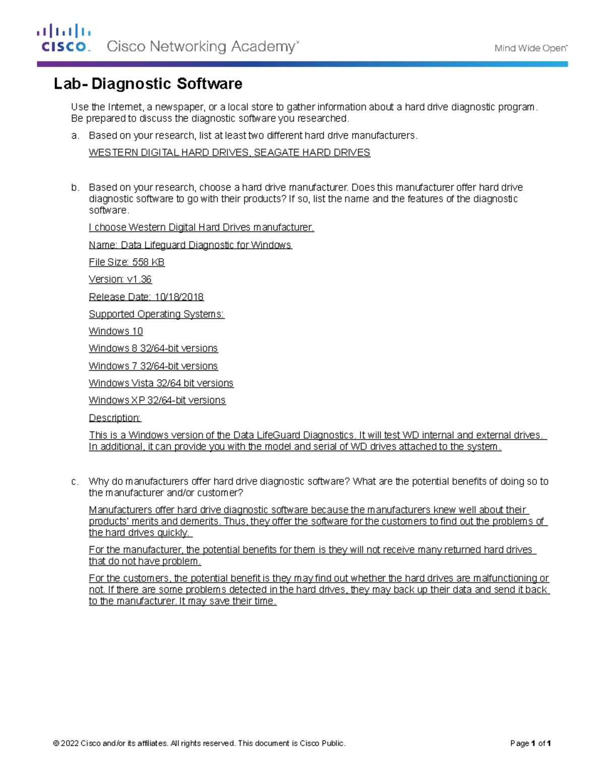 2.2.2.3 Lab - Diagnostic Software - Lab- Diagnostic Software Use the ...