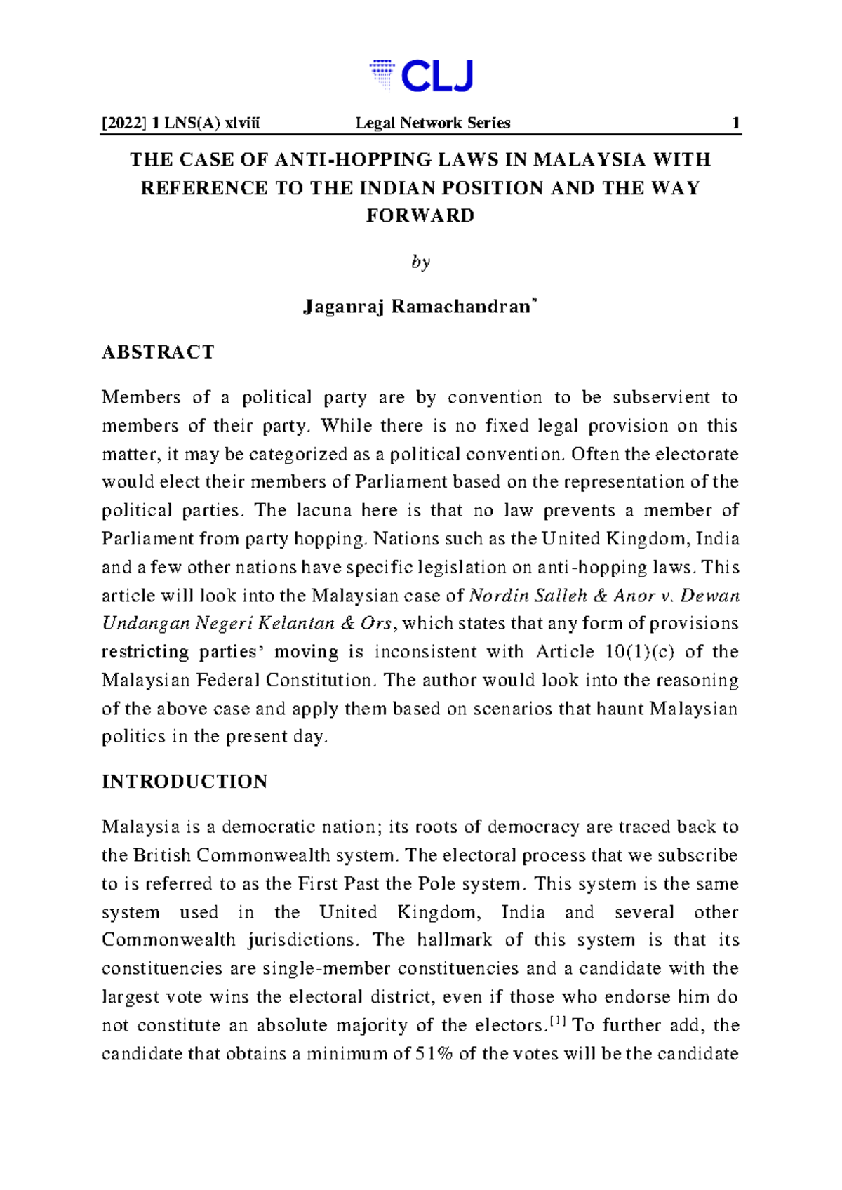 CLJ article - Anti Hopping - THE CASE OF ANTI-HOPPING LAWS IN MALAYSIA ...