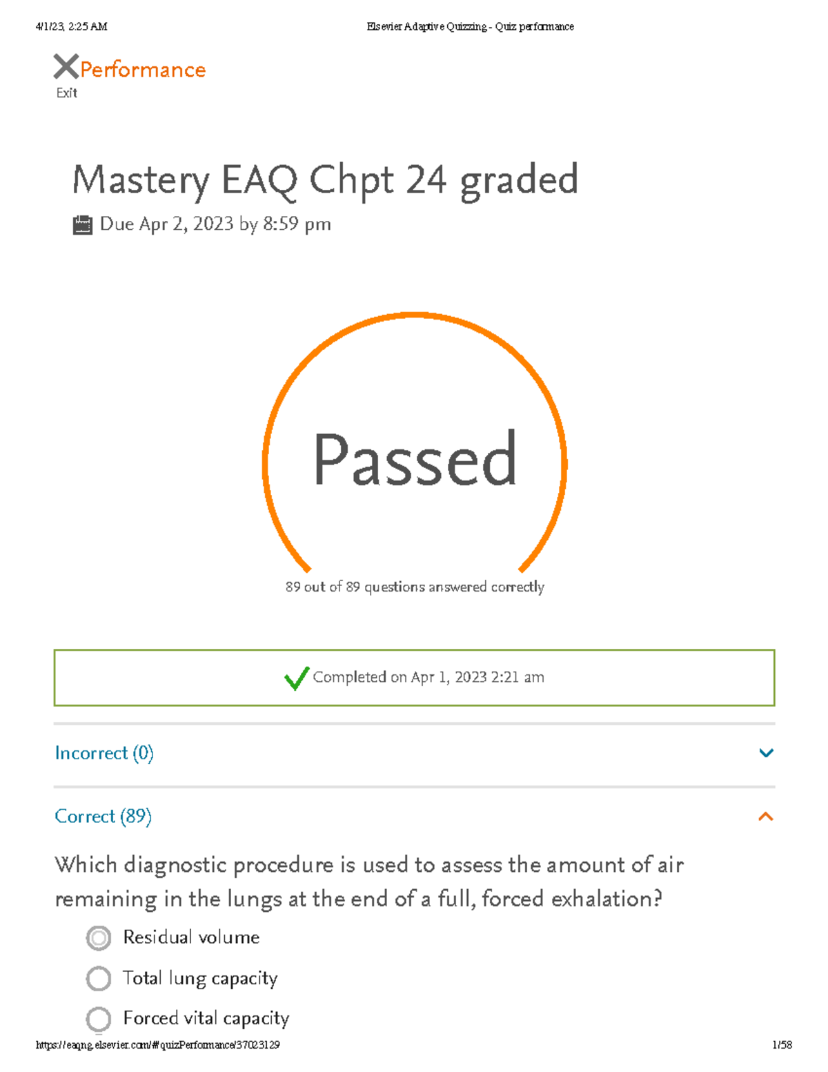 Mastery EAQ Chpt 24 graded - Exit Performance Mastery EAQ Chpt 24 ...