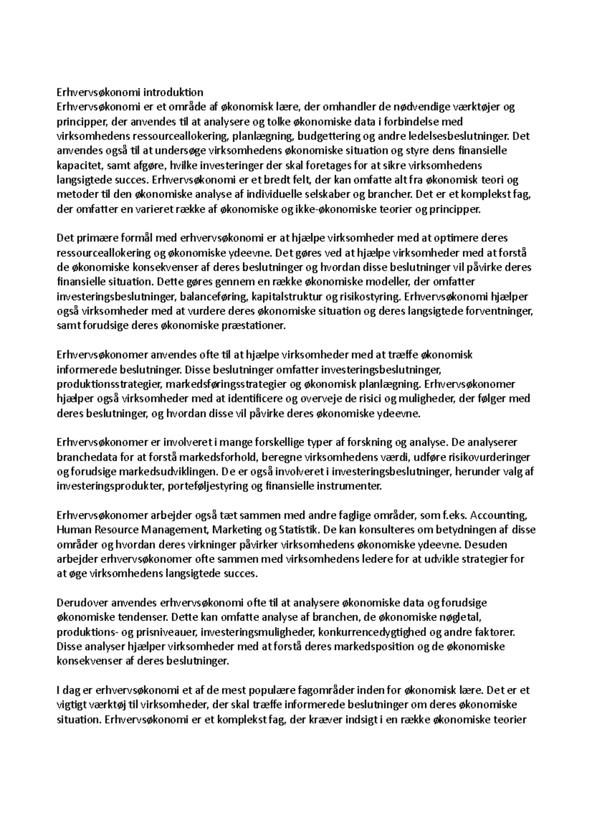 Erhvervsøkonomi introduktion - Erhvervsøkonomi introduktion ...