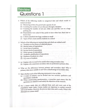 JULY 2021 STA104 Answer - JULY 2021 STA NO ANSWER 1 a) Type of variable Measurement scales i ...