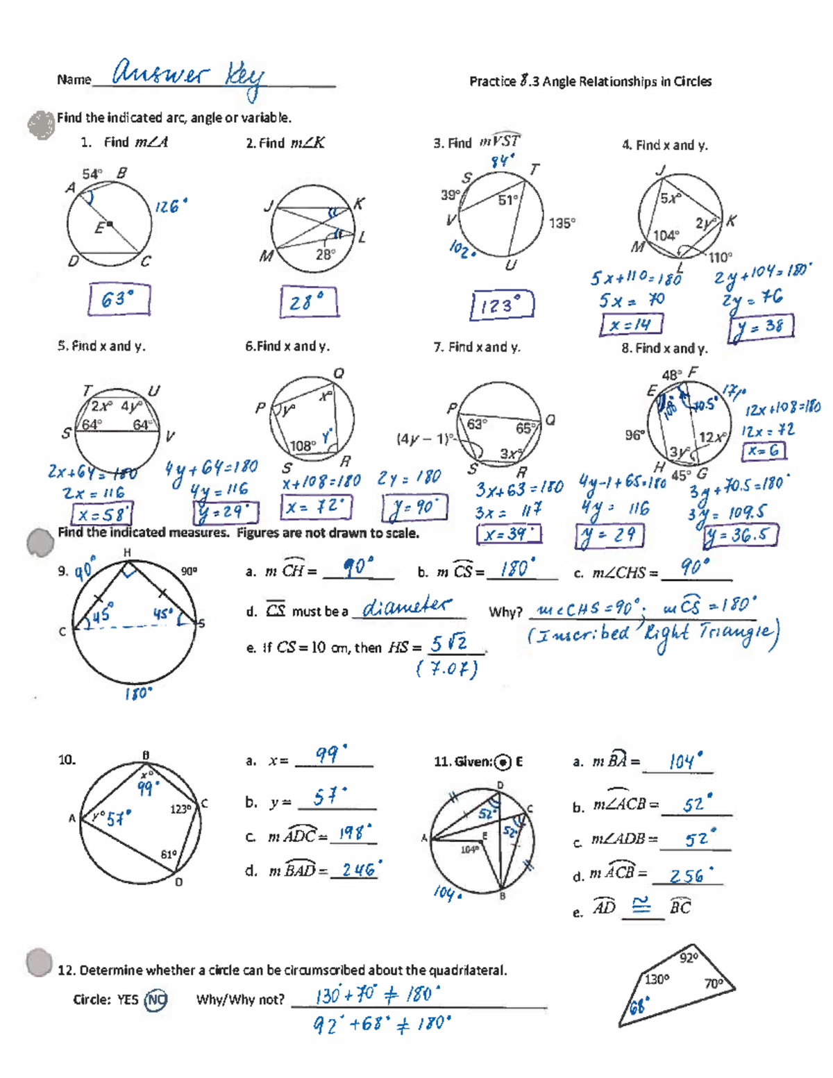 Calculues notes 4.1 - Name V 14tJ Practice 8 Angle Relationships in ...