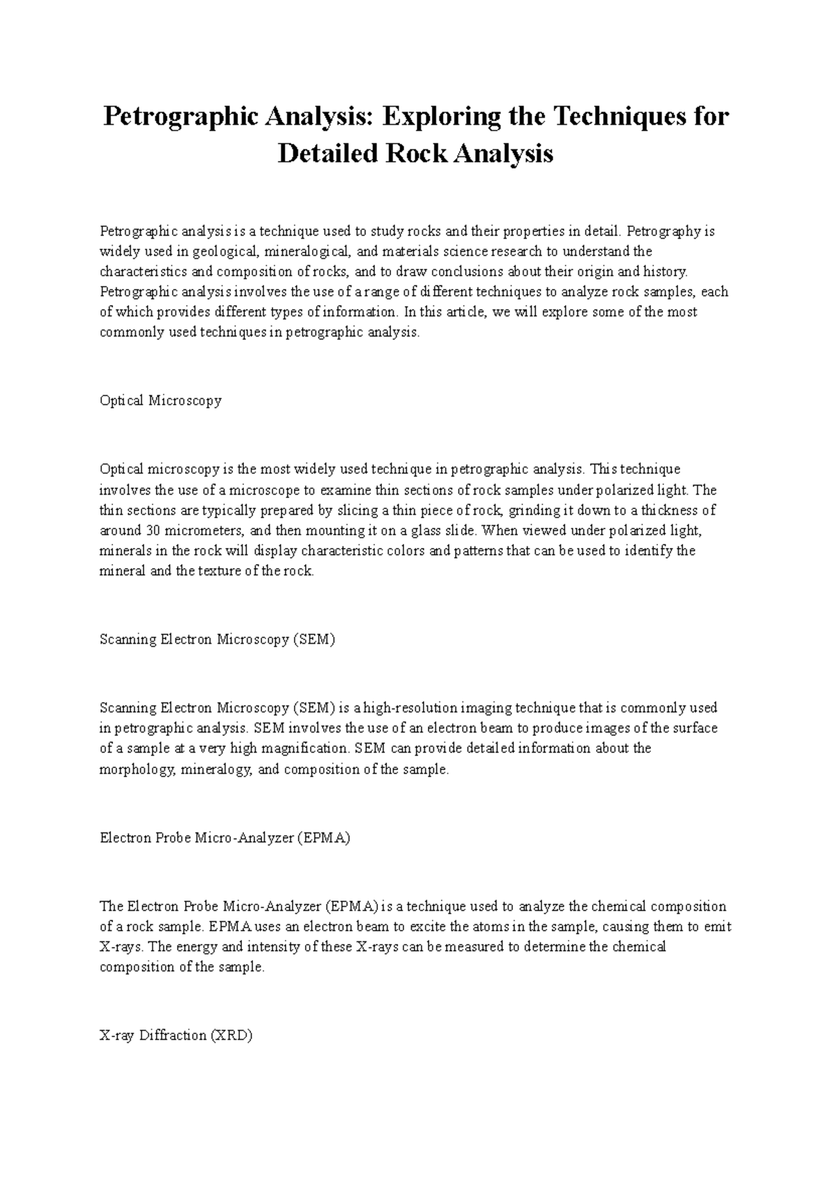Petrographic Analysis - Petrography is widely used in geological ...