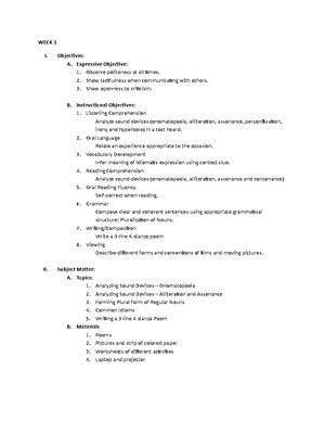 DAY 3 - this is a lesson plan in English Grade 6 Lesson Plan Quarter 1 ...