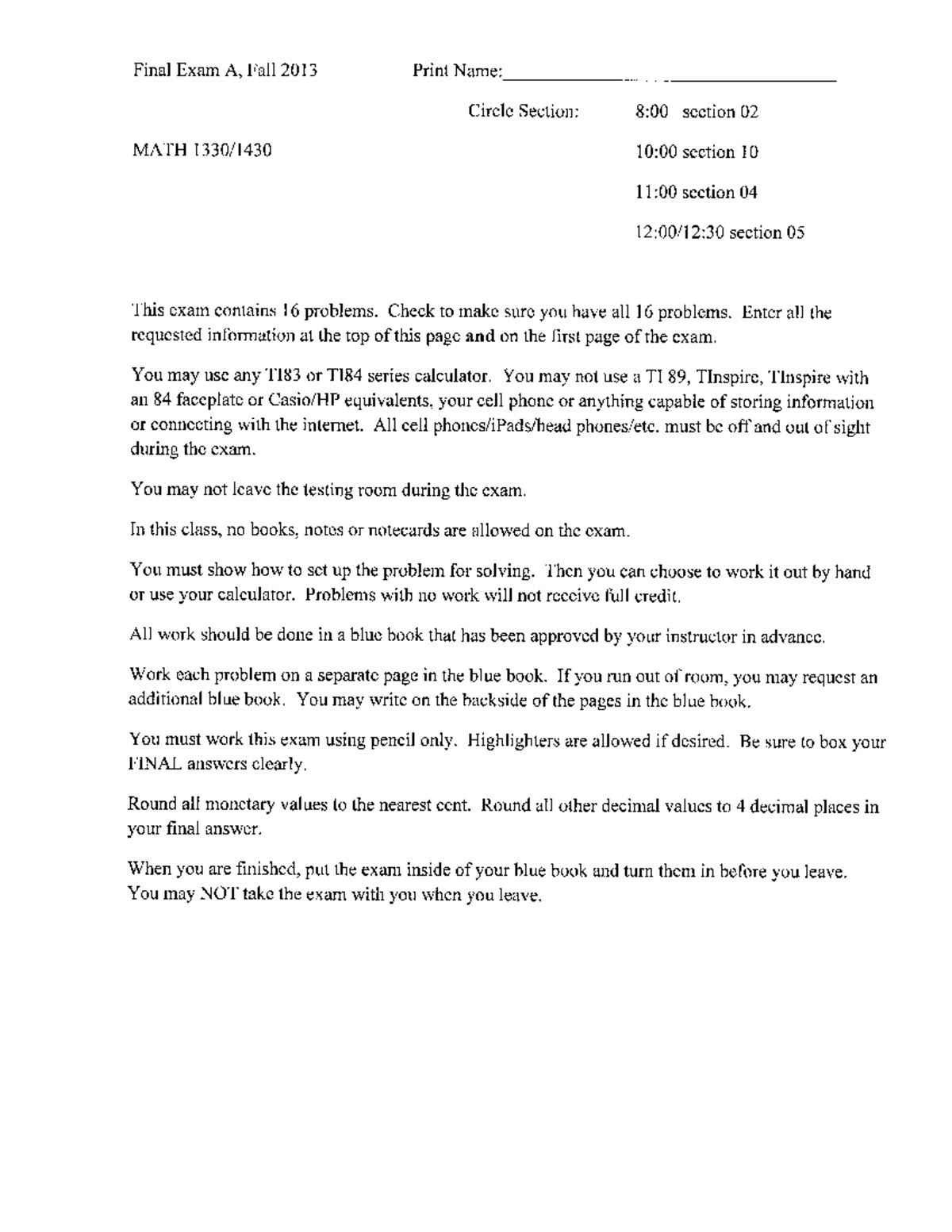 Math1330 2013 Fall - The study material for the business math 1 final ...