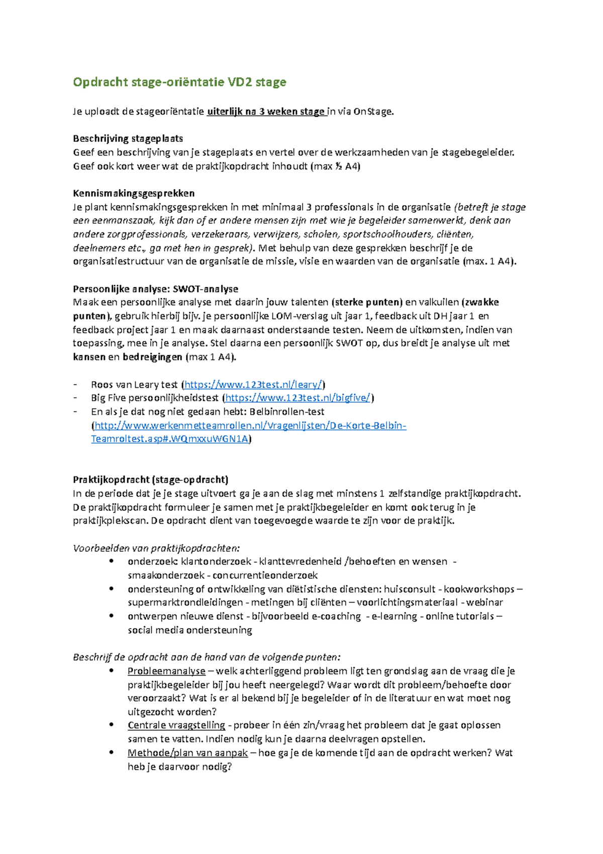 Opdracht stageorientatie 2023 - 2024 - Opdracht stage-oriëntatie VD2 ...